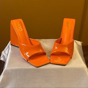 EGO | Shoes | Chic Orange Triangle Block Heel | Poshmark